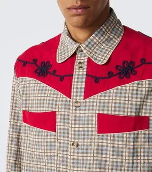 BODE River City Checked Cotton Poplin Western Shirt