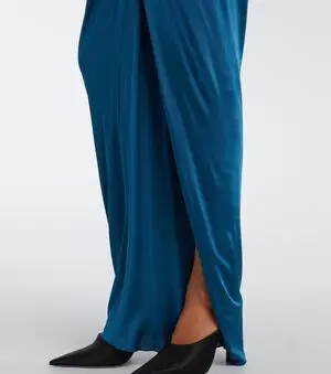 Balmain Draped Satin Maxi Skirt