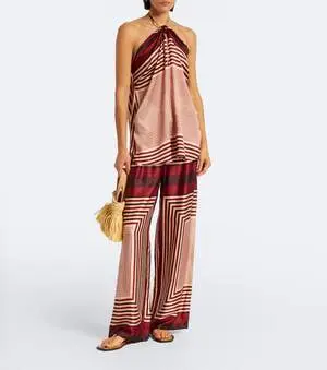 Faithfull The Brand Jensen Printed Satin Palazzo Pants