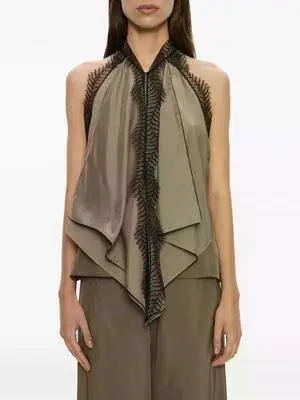 Christopher Esber Vera Lace-trimmed Handkerchief Top - Brown