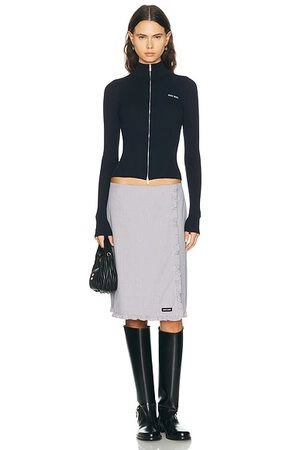 Miu Miu Cotton Ribs Zip Up Top