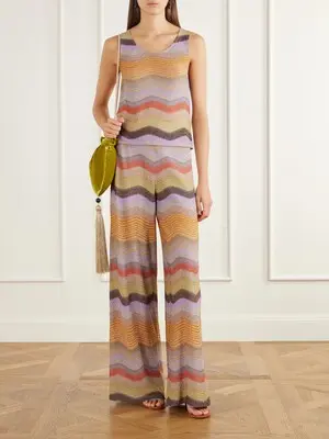 Missoni Striped Metallic Crochet-knit Tank Top - Multi