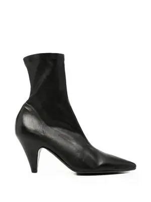 DEL CARLO Pointed-toe Cone-heel Ankle Boots - Black