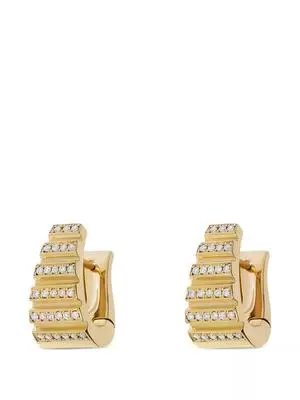 AZLEE Large Escalier Diamond Hoop Earrings - Gold