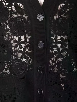 ERMANNO FIRENZE Floral-embroidered Lace-panel Cardigan