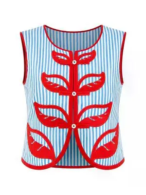 Farm Rio Striped Sleeveless Top - Blue
