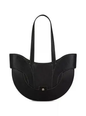 AIGNER Large Sellina Contrast-stitched Grained-leather Tote Bag - Black