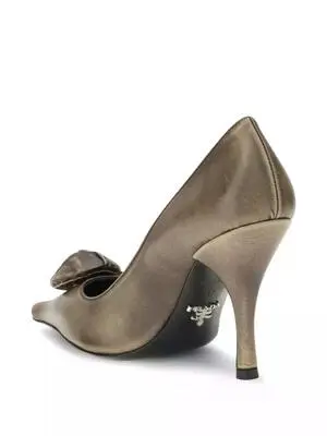 Prada Rose-detail Pointed-toe Pumps - Grey