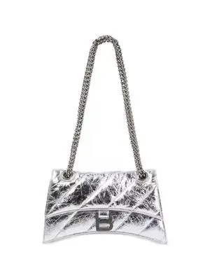 Balenciaga Small Crush Quilted Leather Shoulder Bag - Silver