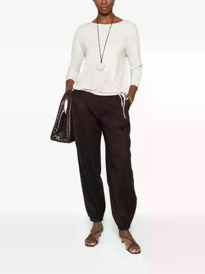 BETTY & CO Ribbed-knit Drawstring T-shirt - White