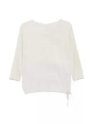 BETTY & CO Ribbed-knit Drawstring T-shirt - White