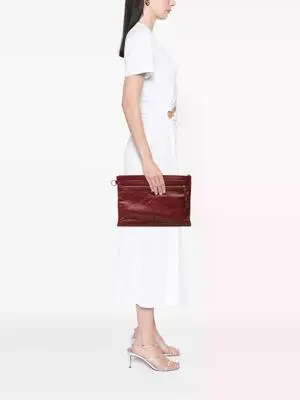 Balenciaga 2012 Lambskin Motocross Classic Clip L Clutch Bag - Red