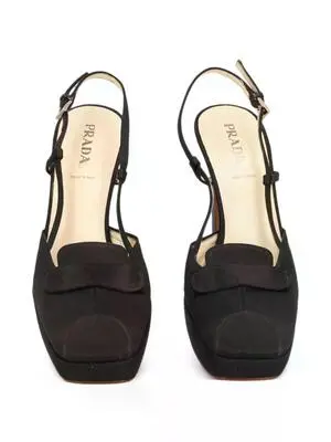 Prada Slingback Platform Leather Sandals