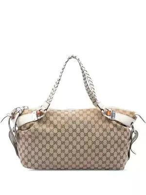 Gucci 2016-2026 Medium Gg Canvas Bamboo Bar Tote Bag - Neutrals