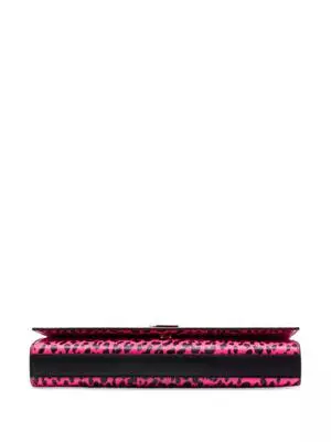 Saint Laurent 2013 Leather Leopard Print Monogram Cassandre Clutch Bag