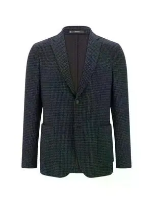 Boggi Milano Blazer Houndstooth Cotton Blend B Jersey - Blue
