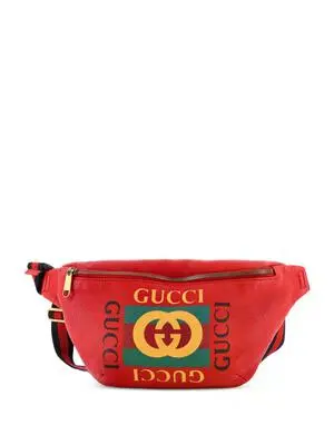 Gucci Logo Printed Leather Medium Belt Bag - Red