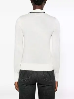 FORTE_FORTE Ruffled-trim Polo-collar Sweater