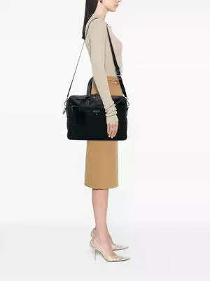 Prada 2013-2026 Saffiano Trimmed Tessuto Business Bag