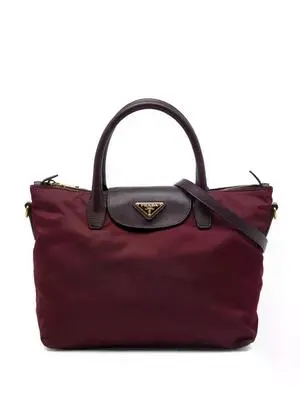 Prada 2013-2026 Saffiano Trimmed Tessuto Satchel - Red