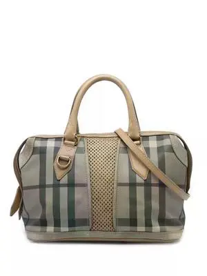 Burberry 2000-2017 Smoke Check Coated Canvas Gilmoure Satchel - Grey