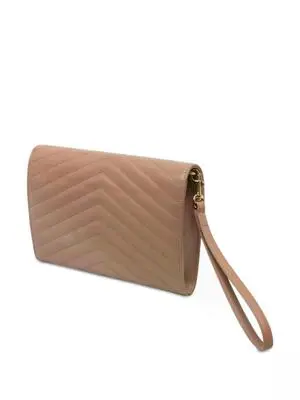 Saint Laurent 2022 Grain De Poudre Cassandre Matelasse Flap Pouch Clutch Bag