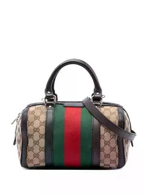 Gucci 2016-2026 Small Gg Canvas Web Joy Boston Bag Satchel - Neutrals