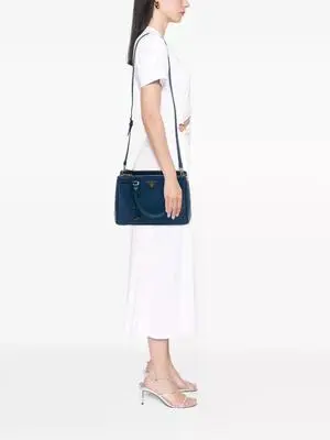 Prada 2010-2026 Small Saffiano Lux Galleria Double Zip Satchel - Blue