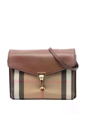 Burberry 2000-2017 Small Leather And House Check Canvas Derby Macken Crossbody Bag - Brown