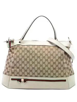 Gucci 2016-2026 Gg Canvas Web Mayfair Satchel - Neutrals