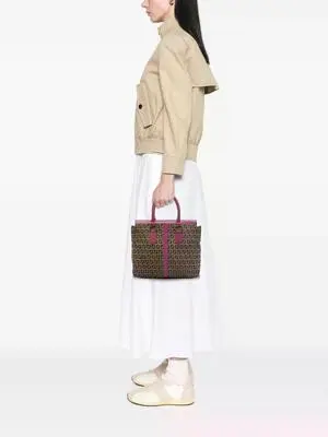 Fendi 2000-2010 Zucchino Trimmed Canvas Handbag