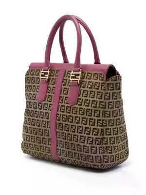 Fendi 2000-2010 Zucchino Trimmed Canvas Handbag