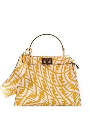 Fendi Peekaboo Bag Vertigo Zucca Leather Mini Satchel - Yellow