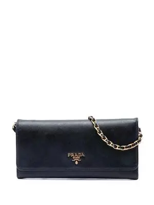 Prada 2010-2026 Saffiano Wallet On Chain Crossbody Bag - Black