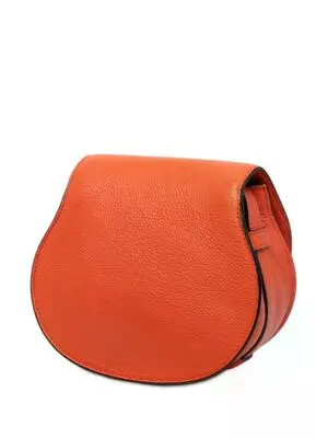 Chloé 2021 Small Grained Leather Marcie Saddle Crossbody Bag - Orange