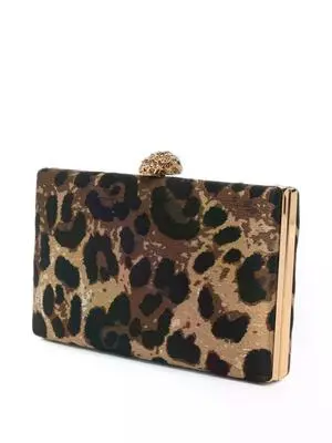 Kurt Geiger Crystal Kensington Leopard-print Clutch Bag - Gold