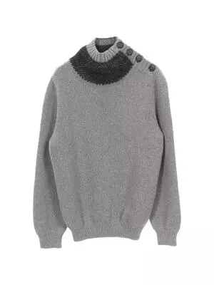 Giorgio Armani 2010s Shoulder-button High-neck Sweater - Grey