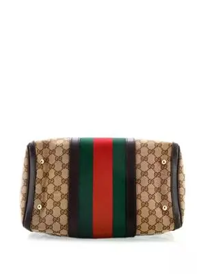 Gucci Vintage Web Boston Bag Gg Canvas Medium Satchel