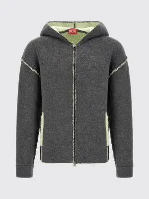 DIESEL® K-boubby Knitted Wool Blend Hoodie With Two-way Zip Closure