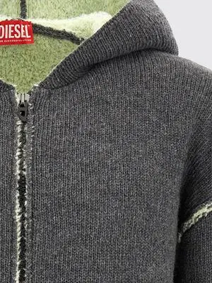 DIESEL® K-boubby Knitted Wool Blend Hoodie With Two-way Zip Closure