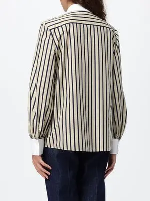 Valentino Garavani Striped Cotton Shirt With Pussy-bow Collar