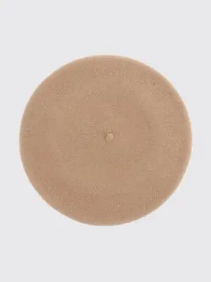Borsalino Pure Wool Beret With Applied Logo Beige