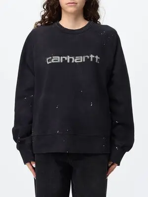 Carhartt Work In Progress Cotton Crewneck Sweatshirt With Contrast Logo And Dropped Shoulders - Black