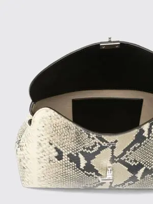 TOTEME T-lock Python-print Leather Clutch With Metal Closure - Ecru