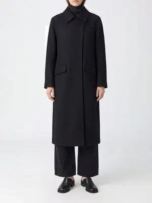 Our Legacy Double-breasted Long Virgin Wool Coat With Concealed Fastening - Black