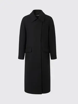 Our Legacy Double-breasted Long Virgin Wool Coat With Concealed Fastening - Black