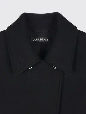 Our Legacy Double-breasted Long Virgin Wool Coat With Concealed Fastening - Black