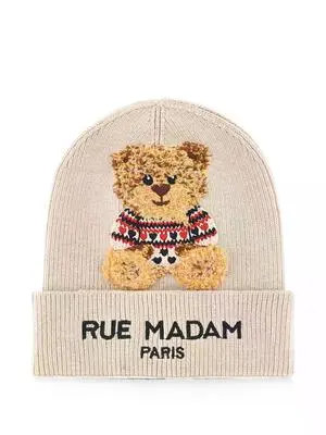 RUE MADAM PARIS Teddy-bear Patch Logo-embroidered Beanie Hat - Neutrals