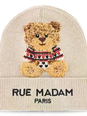 RUE MADAM PARIS Teddy-bear Patch Logo-embroidered Beanie Hat