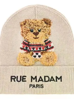 RUE MADAM PARIS Teddy-bear Patch Logo-embroidered Beanie Hat - Neutrals